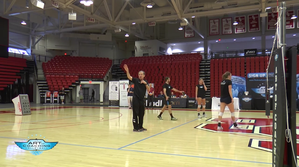 4 on 4 over the net ball control drill - The Art of Coaching Volleyball